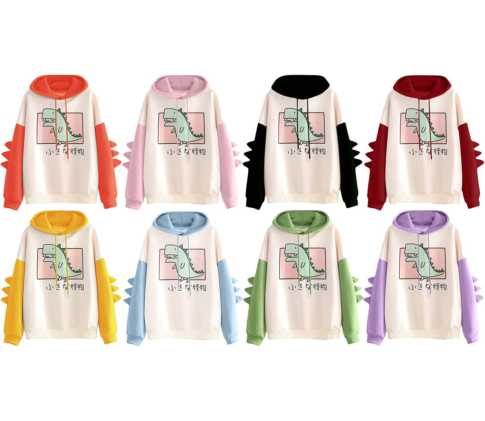 YUUOKPO Dinosaur Hoodie Kawaii Pullover Cute Hooded Sweatshirt For Teengirls Womens Green XX-Large