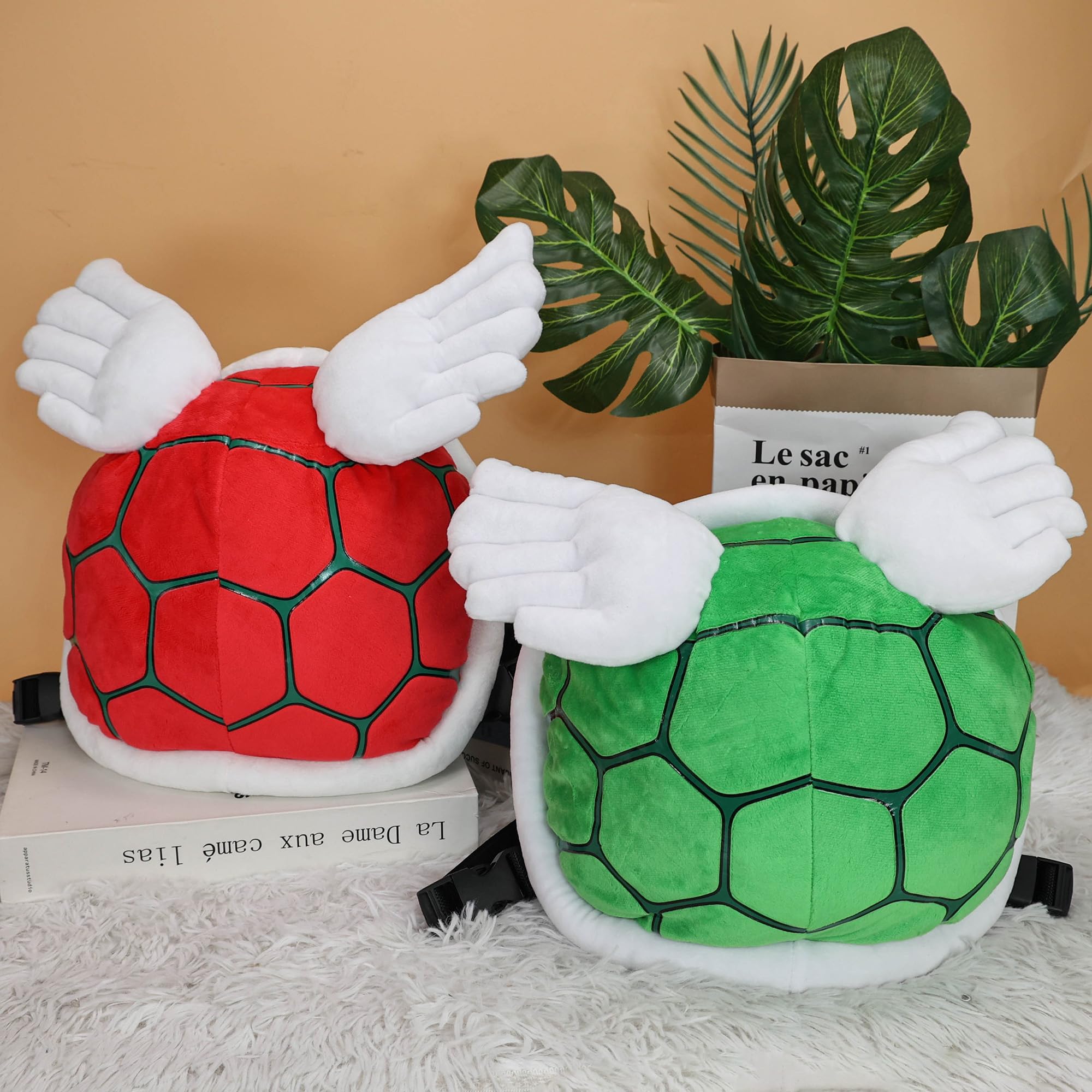 ZYPHYR Red Bowser Backpack with White Wings Super Koopa Paratroopa Bag Turtle Shell Daypack Cosplay Costume Accessory Prop Soft Stuffed Cartoon Toys