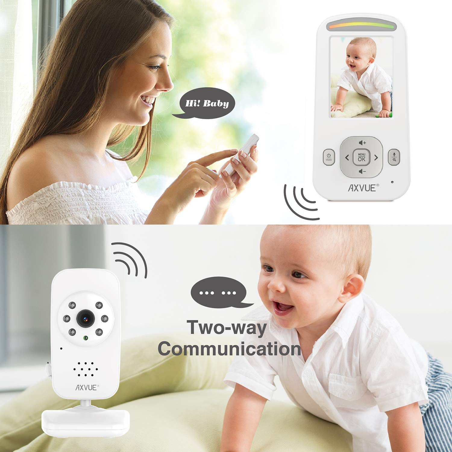 Video Baby Monitor, Fabulous Vertical Screen, Slim-Designed Handheld, Extra Long Range, Secure Wireless Technology, Camera Built-in Auto Night Vision, Temperature Alert