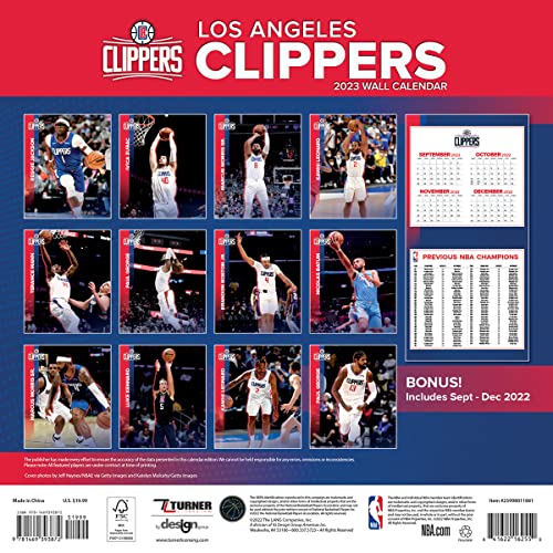 TURNER SPORTS Los Angeles Clippers 2023 12X12 Team Wall Calendar (23998011881)