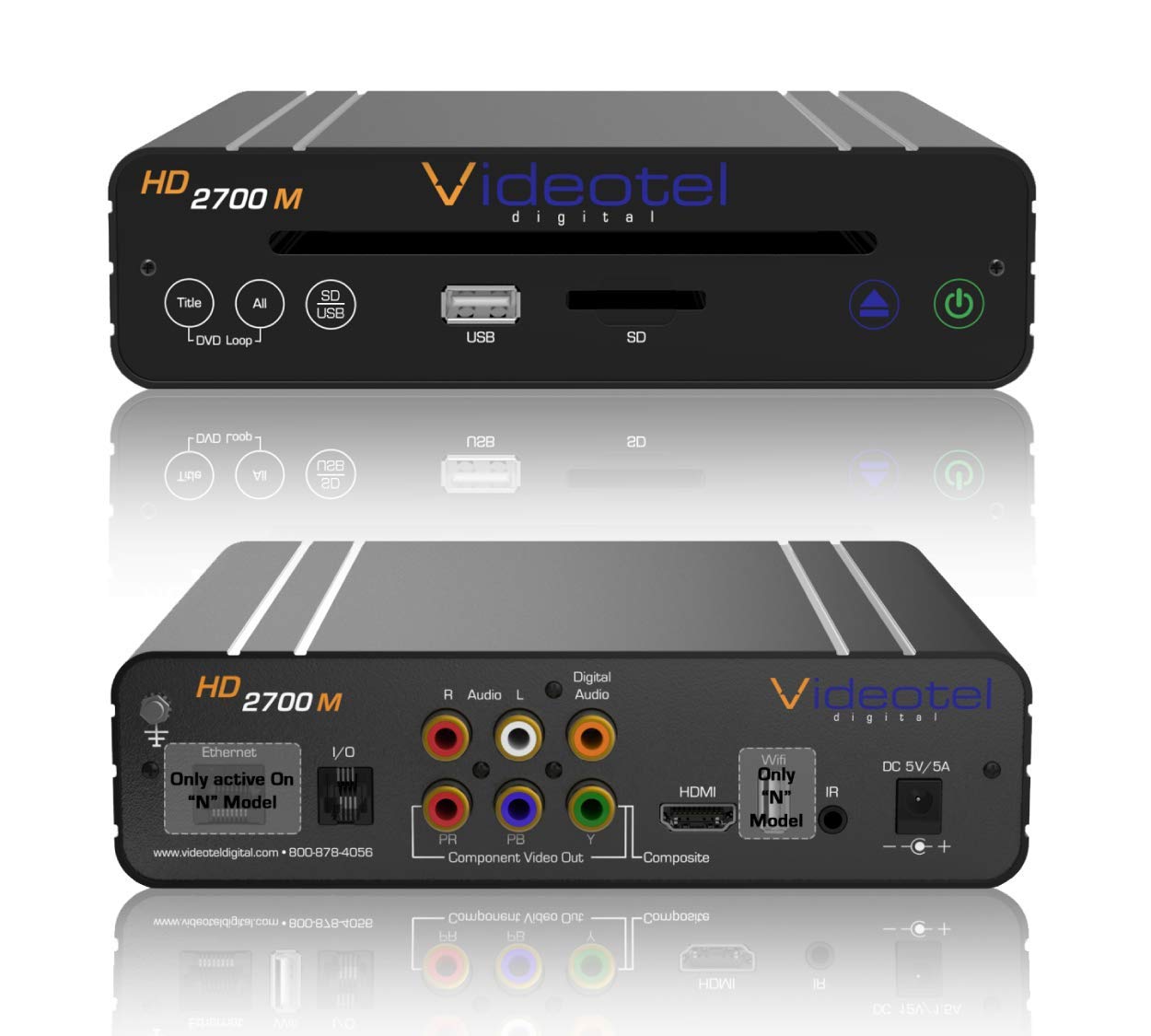 Videotel Digital Industrial Grade Looping DVD and Digital Signage Media Player All in one Unit. DVD, USB & SD. 24/7 Continuous Looping Play, Auto Powers On, Auto Plays, Auto Repeats - HD2700 M +