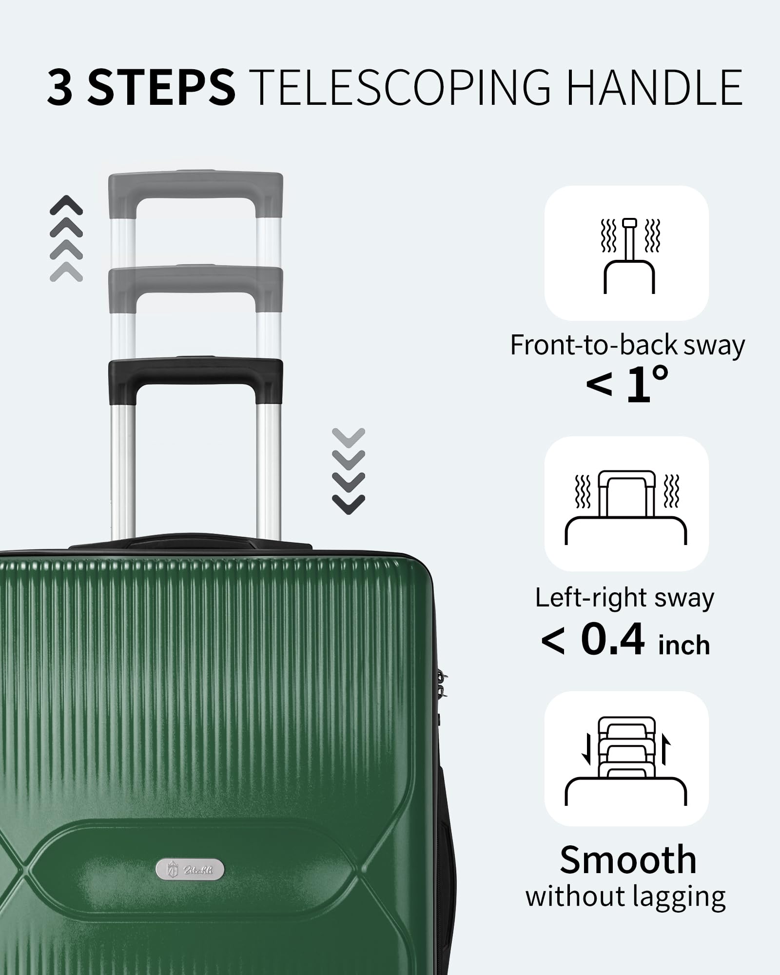 Zitahli 24 Inch Luggage, Expandable Suitcase Checked Luggage, PC Hard Case Luggage with TSA Lock Spinner Wheels YKK Zippers (Dark Green)