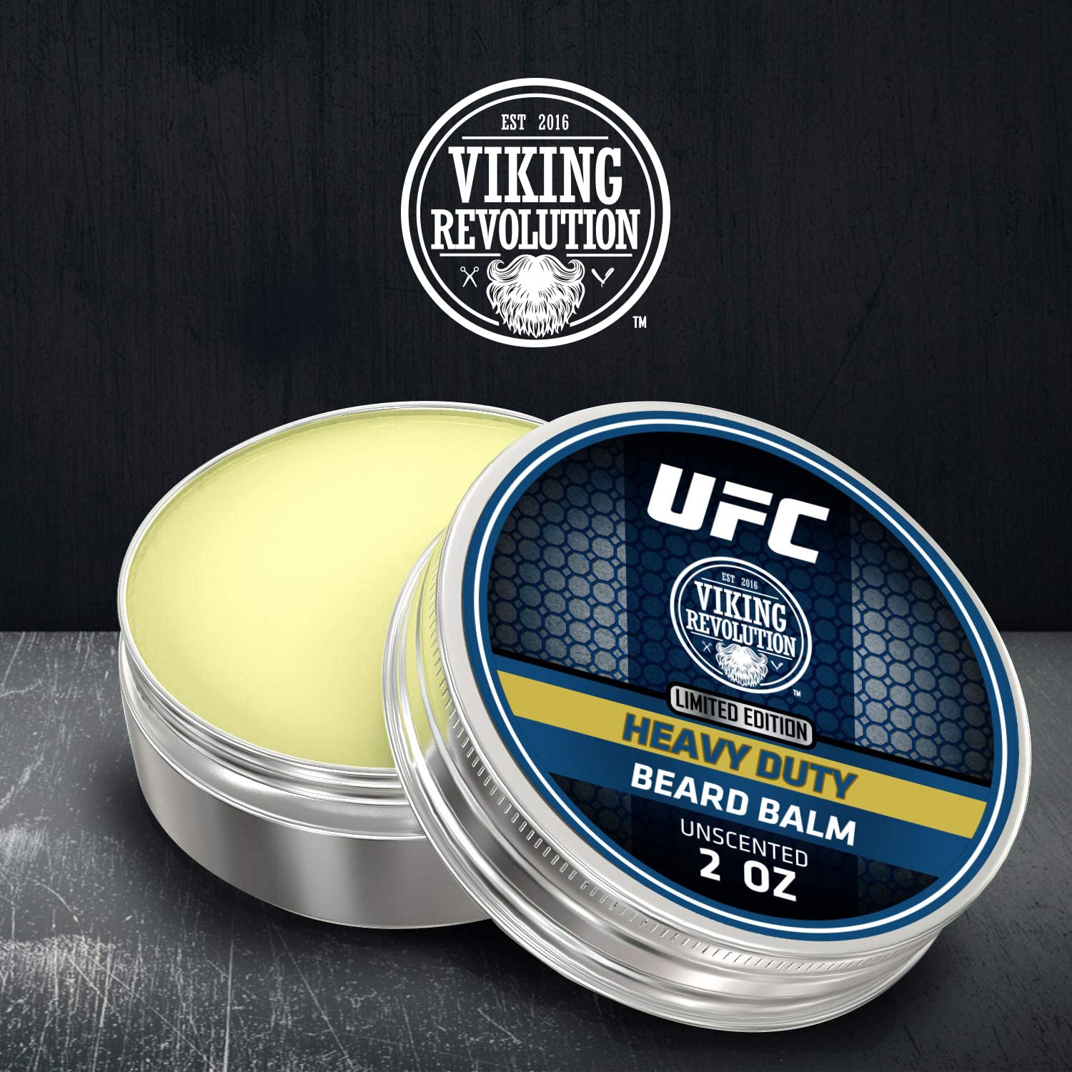Viking Revolution UFC Heavy Duty Beard Balm Conditioner for Extra Control - Unscented - Styles, Strengthens & Softens Beards & Mustaches - Leave in Conditioner Wax for Men