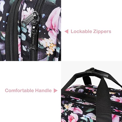 YOREPEK Rolling Laptop Bag for Women, 17 inch Large Premium Briefcase with Spinner Wheels, Waterproof Overnight Roller Carry on Computer Case for Travel, Work, Business, Teacher (Floral)