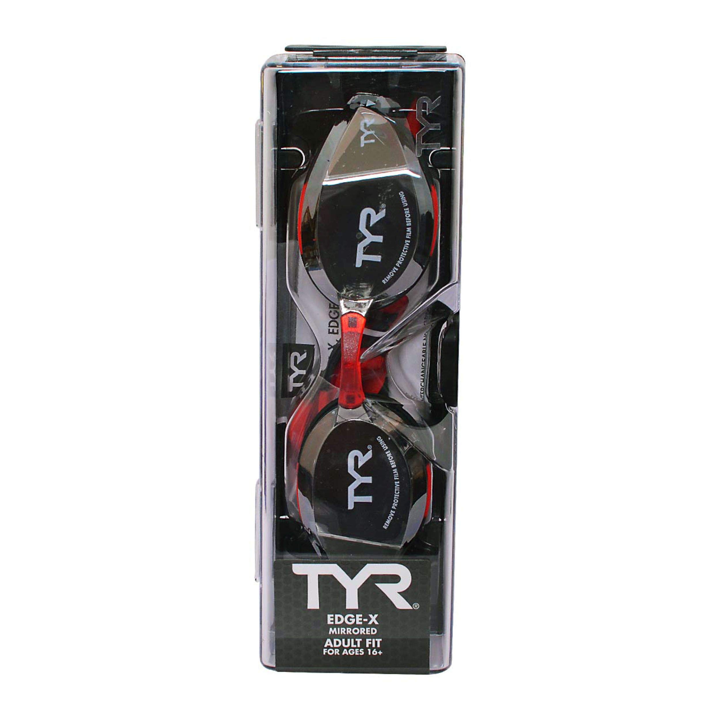 TYR Edge-x Racing Mirrored Adult Fit, Silver/Black/Red