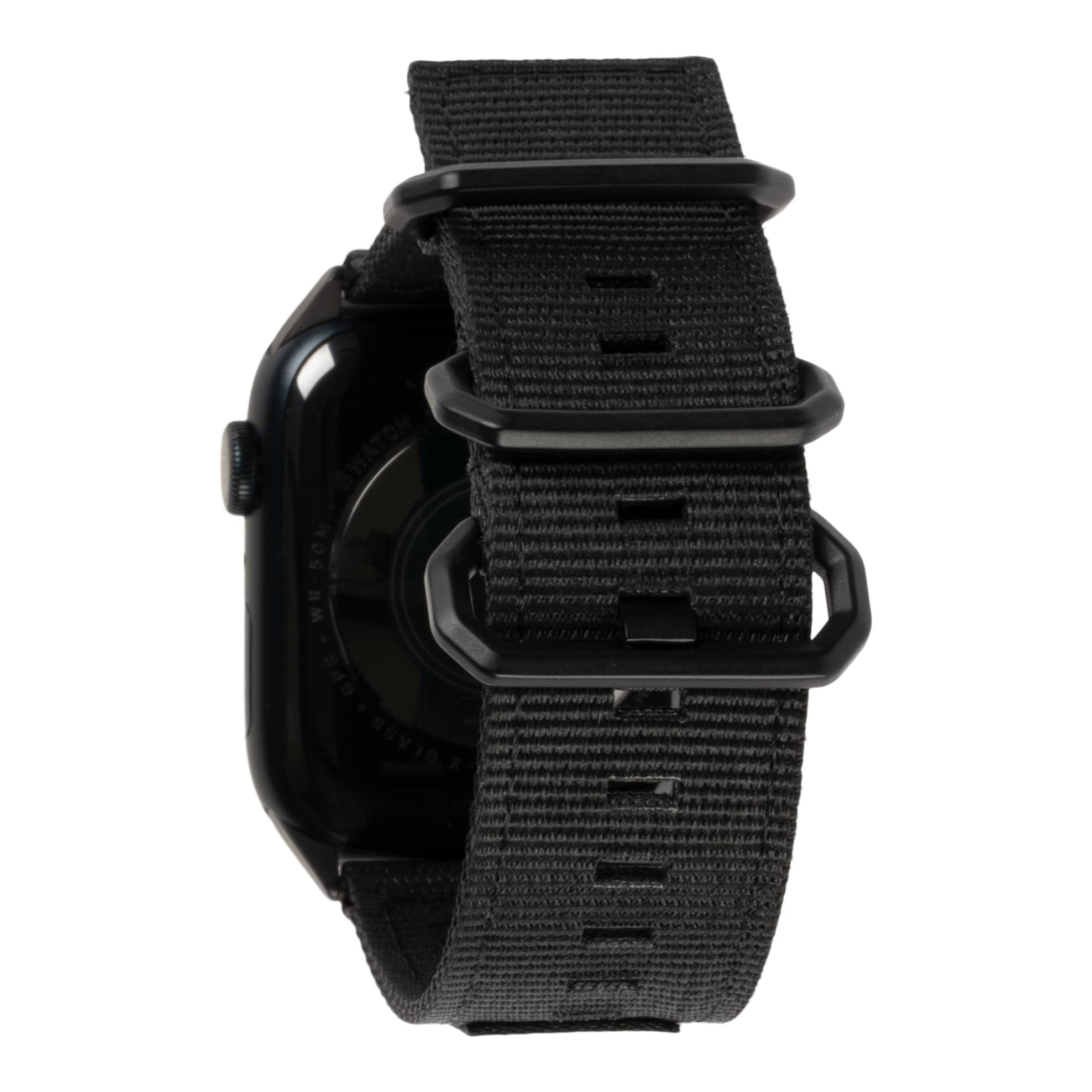 URBAN ARMOR GEAR UAG Compatible with Apple Watch Band 49/45/44/42mm for iWatch Series Ultra 2/9/Ultra/SE2/8/1-7/SE Nato Eco Graphite/Black (New Edition) Nylon Sport Adjustable Replacement Strap