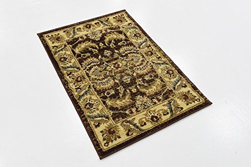 Unique Loom Voyage Collection Traditional Oriental Classic Intricate Floral Design Area Rug (2' 2 x 3' 0 Rectangular, Brown/Gold)