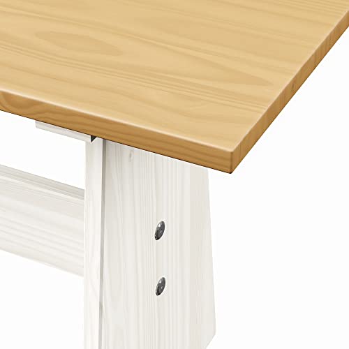 Urban Home Furniture Chapman 2 Tone Natural/White Solid Wood Corner Dining Set, Reversible Breakfast Nook