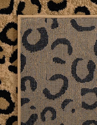Unique Loom Wildlife Collection Area Rug - Leopard (9' x 12' Rectangle, Light Brown/ Black)