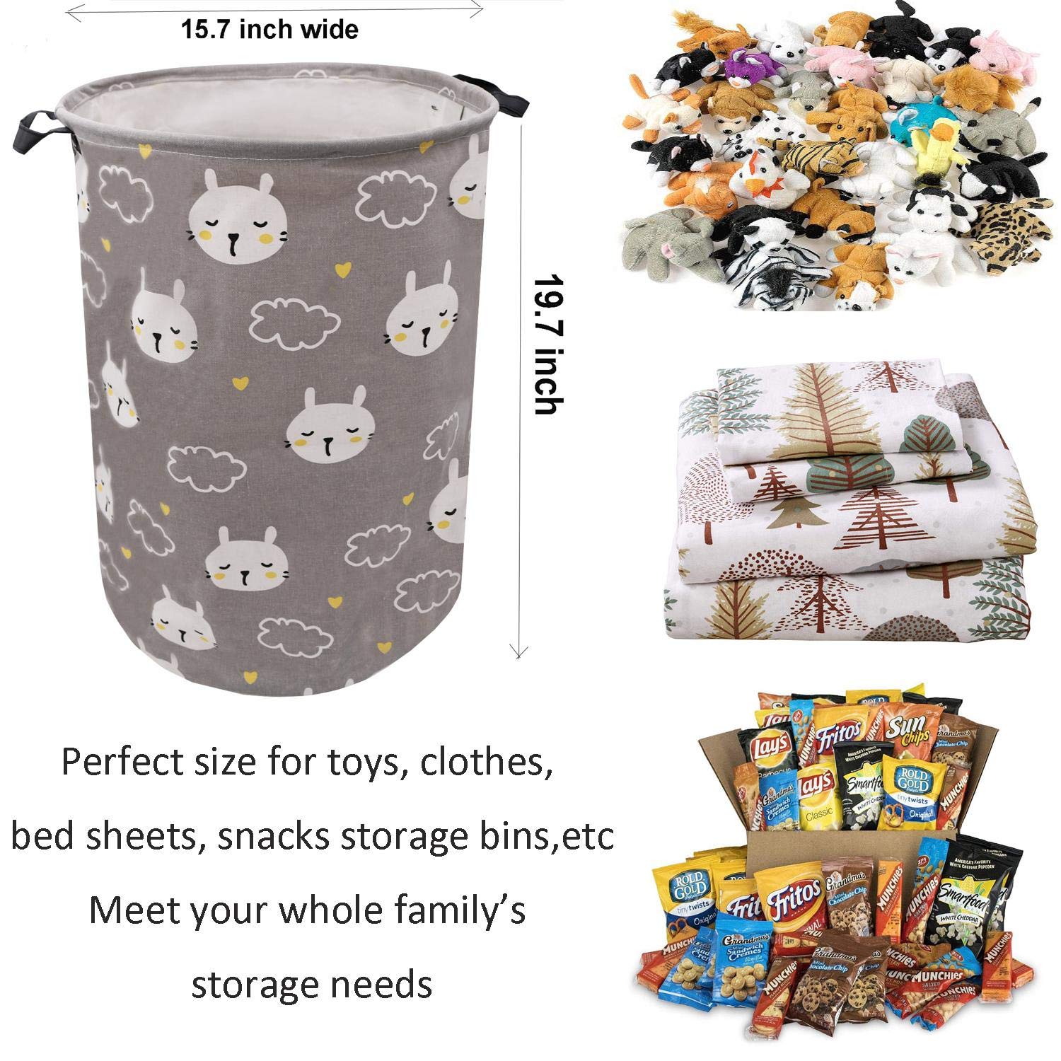 ZUEXT 19.7x15.7 Inch Extra Large Foldable Laundry Hamper, Waterproof Canvas Fabric Collapsible Organizer Basket Laundry Hamper,Toy Bins,Gift Baskets for Bedroom Clothes Baby Nursery (Magical Unicorn)