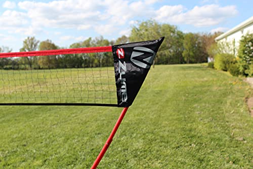 Zume Games Portable Badminton Set with Freestanding Base β Sets Up on Any Surface in Seconds β No Tools or Stakes Required,Red/Black/Green,1,OD0006W