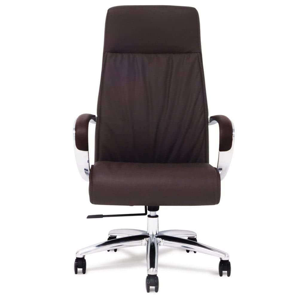 Zuri Furniture Modern Forbes Genuine Leather Aluminum Base High Back Executive Chair - Black