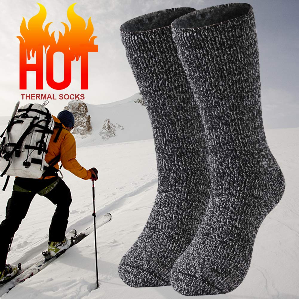 Warm Thermal Socks, Three street Unisex Winter Fur Lined Boot Thick Insulated Heated Socks For Cold Weather, 9#2 Pair Light Navy-warmest Thermal Socks Women, Medium