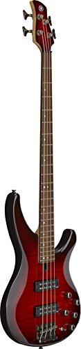 Yamaha TRBX604 4-String Flamed Maple Bass Guitar, Dark Redburst