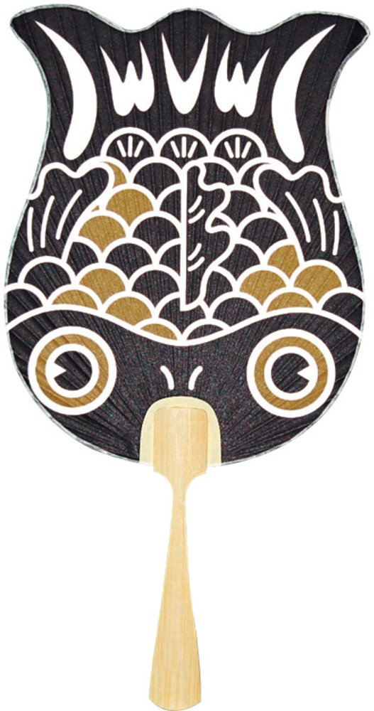 塩見団扇 Shiomi Fan 2202 Fan Kingyo Fan 7.1 x 13.8 inches (18 x 35 cm)