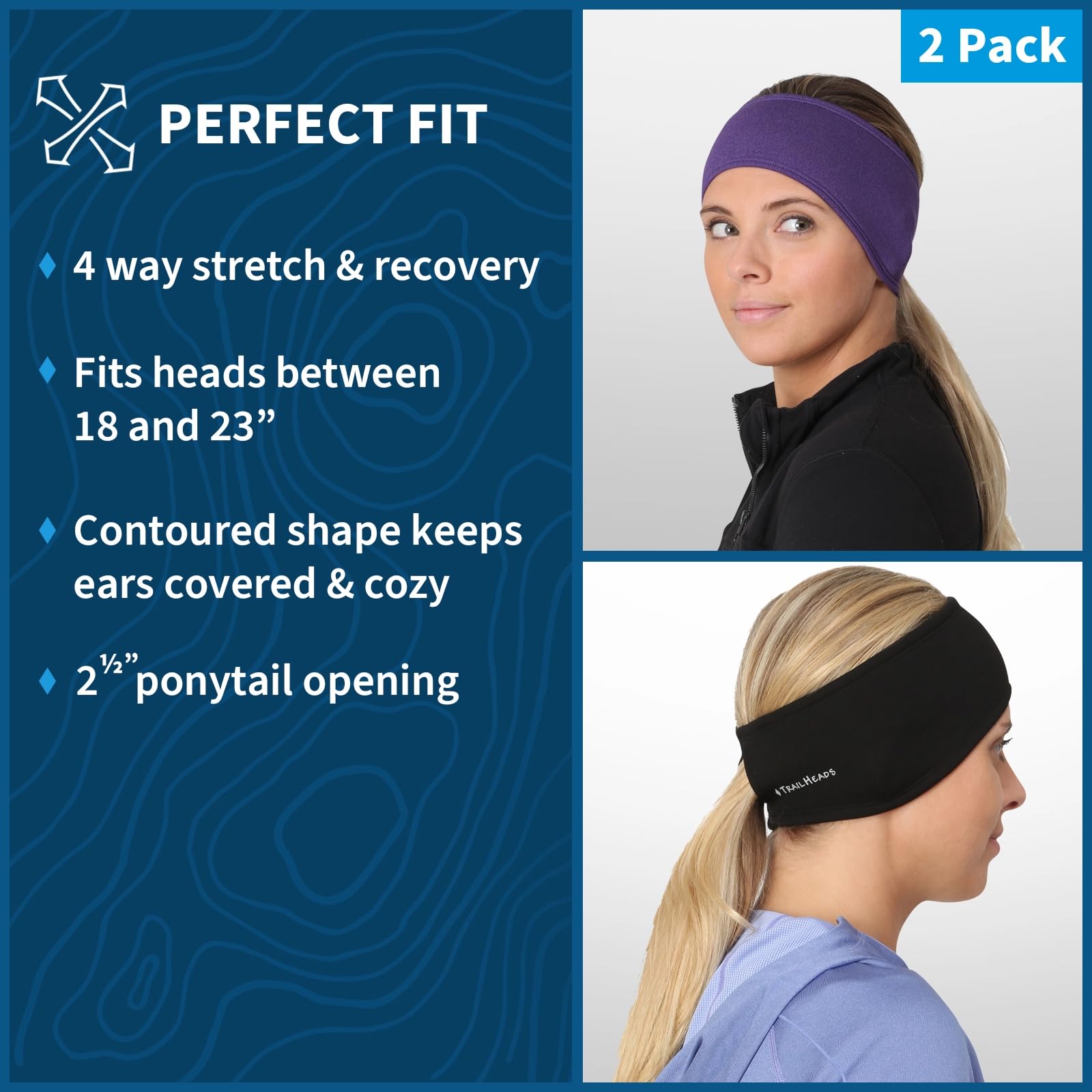 TrailHeads Women’s Ponytail Headband | Moisture Wicking Ear Band | The Power Running Headband - hi-vis