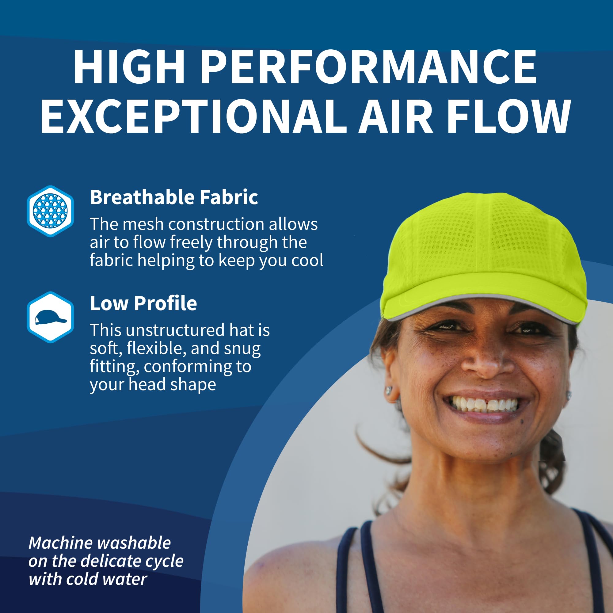 TrailHeads Women's Race Day Performance Running Cap, Lightweight & Quick Drying Mesh Sports Hat with Reflective Trim, Adjustable Fit - Cool Green