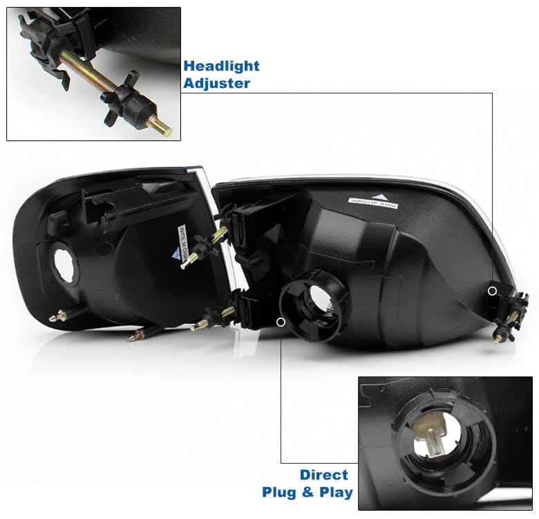 ZMAUTOPARTS Replacement Headlights with Corner Signal Lamps Chrome/Amber For 1997-2003 Ford F-150/1997-2002 Expedition