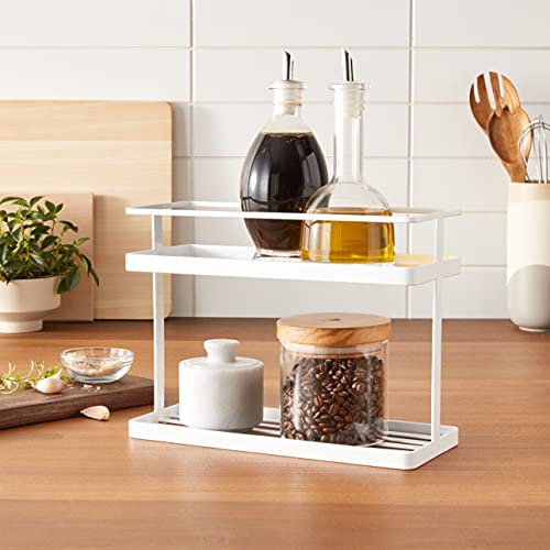 YAMAZAKI Home Countertop Spice Caddy-Storage and Organizer Rack | Steel, One Size, White