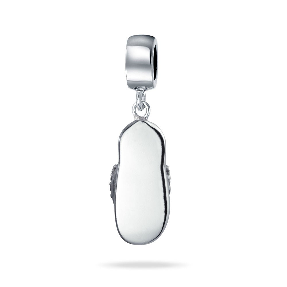 Vacation Flip Flop Sandal Pink CZ Dangle Travel Charm Bead For Women Sterling Silver Fits European Bracelet