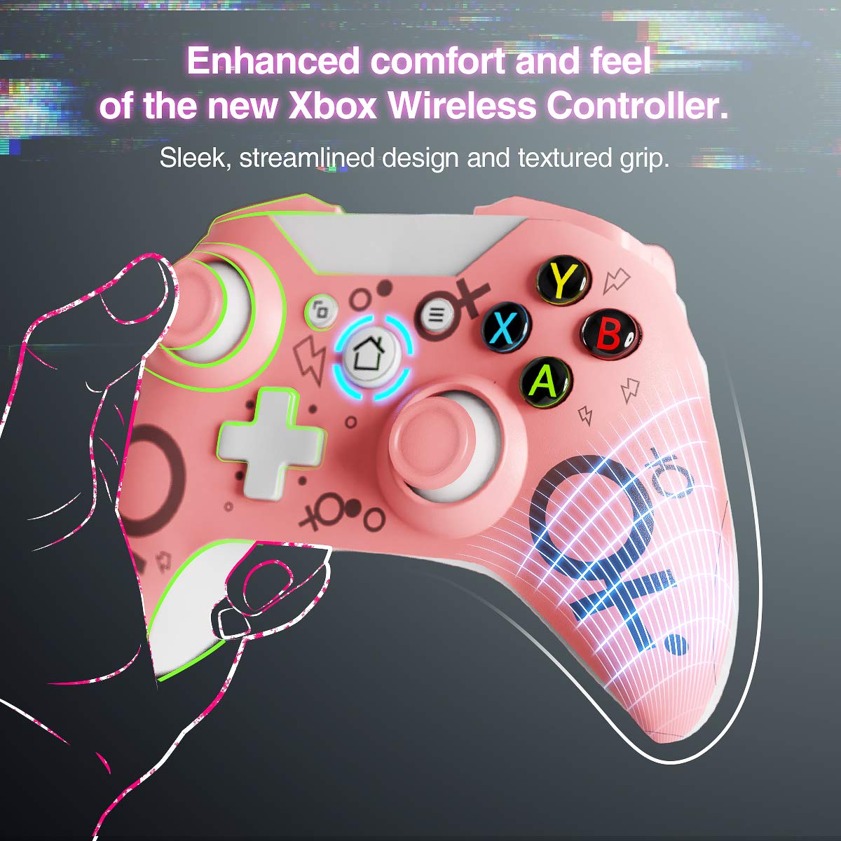 Wireless Controller for Xbox One, Fit for Xbox Series X/S/Xbox One S/One X/One Elite/Windows 7/8/10/PS3 /,Usergaing Wireless PC Gamepad with 2.4GHZ Wireless Adapter Pink-No Audio Jack