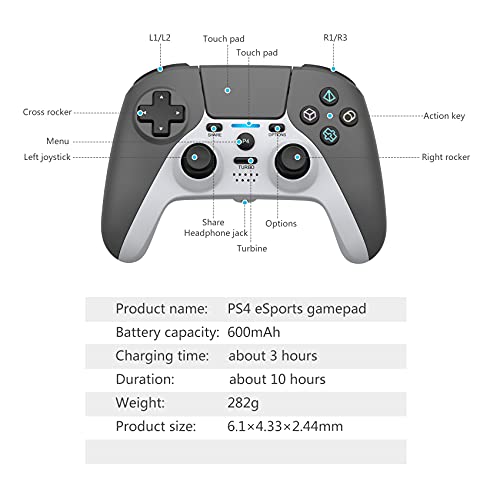 Wireless Game Controller for PS4, Compatible with Playstation 4/Pro /Slim/PC/PS3, with Enhanced Dual Vibration/6-Axis Motion Sensor/Stereo 3.5mm Headphone Jack/10m Wireless Connection Distance