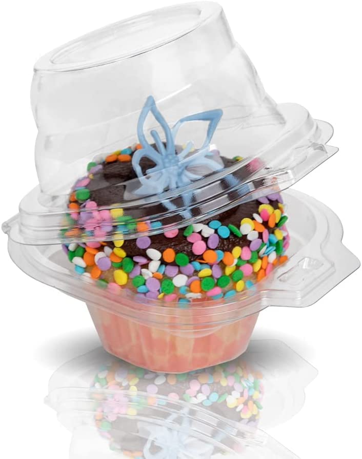 True 7 - [75 Pcs] Individual Cupcake Containers Disposable Clear Plastic Cupcake Holders with Airtight Deep Dome Lid Stackable Single Cupcake Boxes for Home Baking Party Wedding, Cake Shop