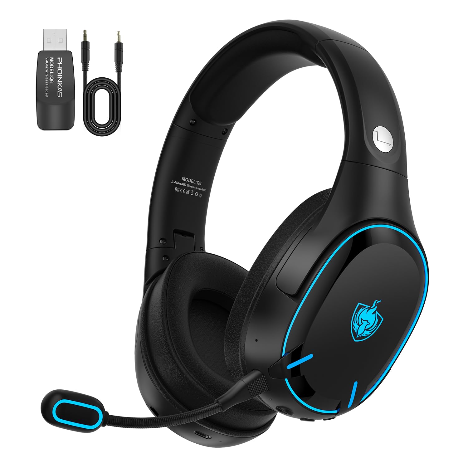 Wireless Gaming Headset for PC, PS5, PS4, Switch, Over Ear Wireless Gaming Headphones with Noise-canceling mic, 7.1 Stereo Sound, 3.5mm Jack Wired Mode for Xbox, Mac Nintendo NES Games (Red)