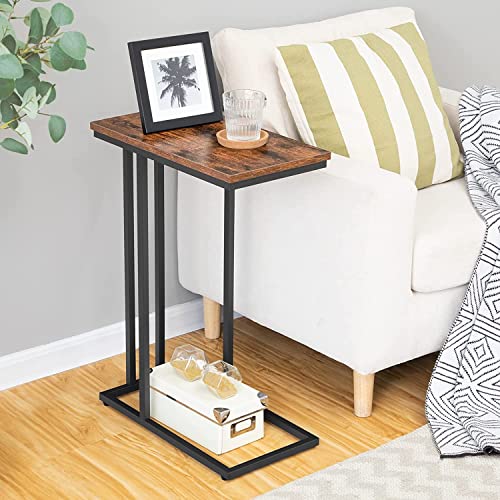 UTOQIA Coffee Table for Living Room Sofa End Table Coffee Table for Small Space Living Room Bedroom Tall Wood Accent Furniture with Metal Frame End Table Side Table