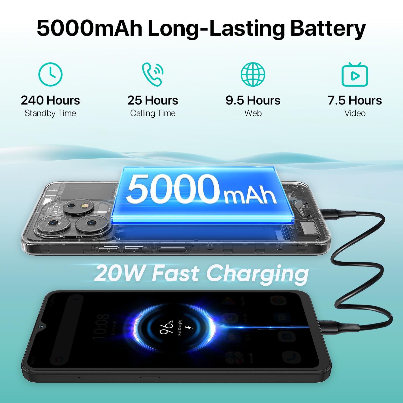 UMIDIGI A15 Unlocked Cell Phone|8+256GB Android 13 Smart Phone|6.7inch with NFC |64MP Camera|5000mAh Battery|20W Fast Charging