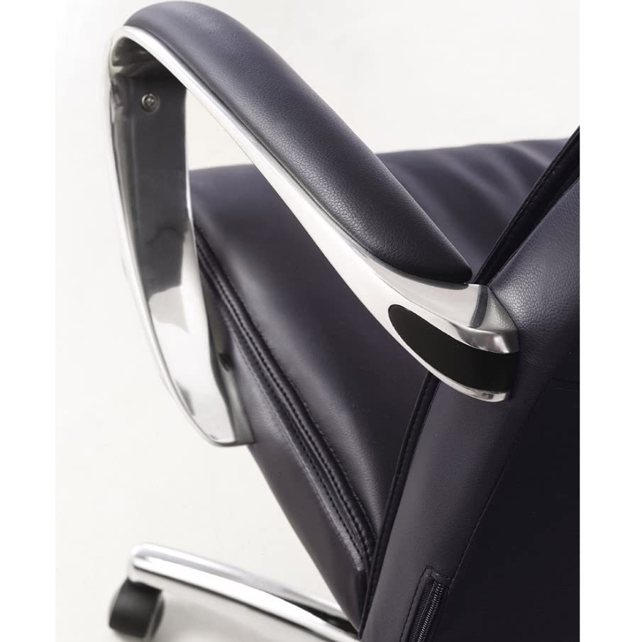 Zuri Furniture Modern Forbes Genuine Leather Aluminum Base High Back Executive Chair - Black