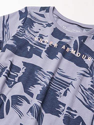 Under Armour Allover Print Graphic T-shirt, Purple Dusk (555)/Peach Frost, Youth Small