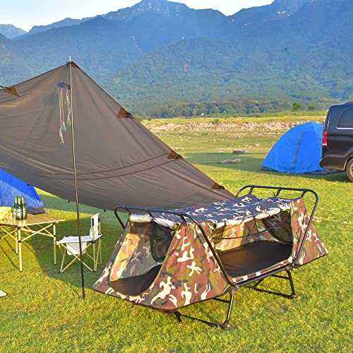 Yescom Folding Single Tent Cot Portable 1-Person Durable Waterproof Tent Camping Bed with Carry Bag Rain Fly Bag for Outdoor Camping Picnic & Hiking, Camouflage