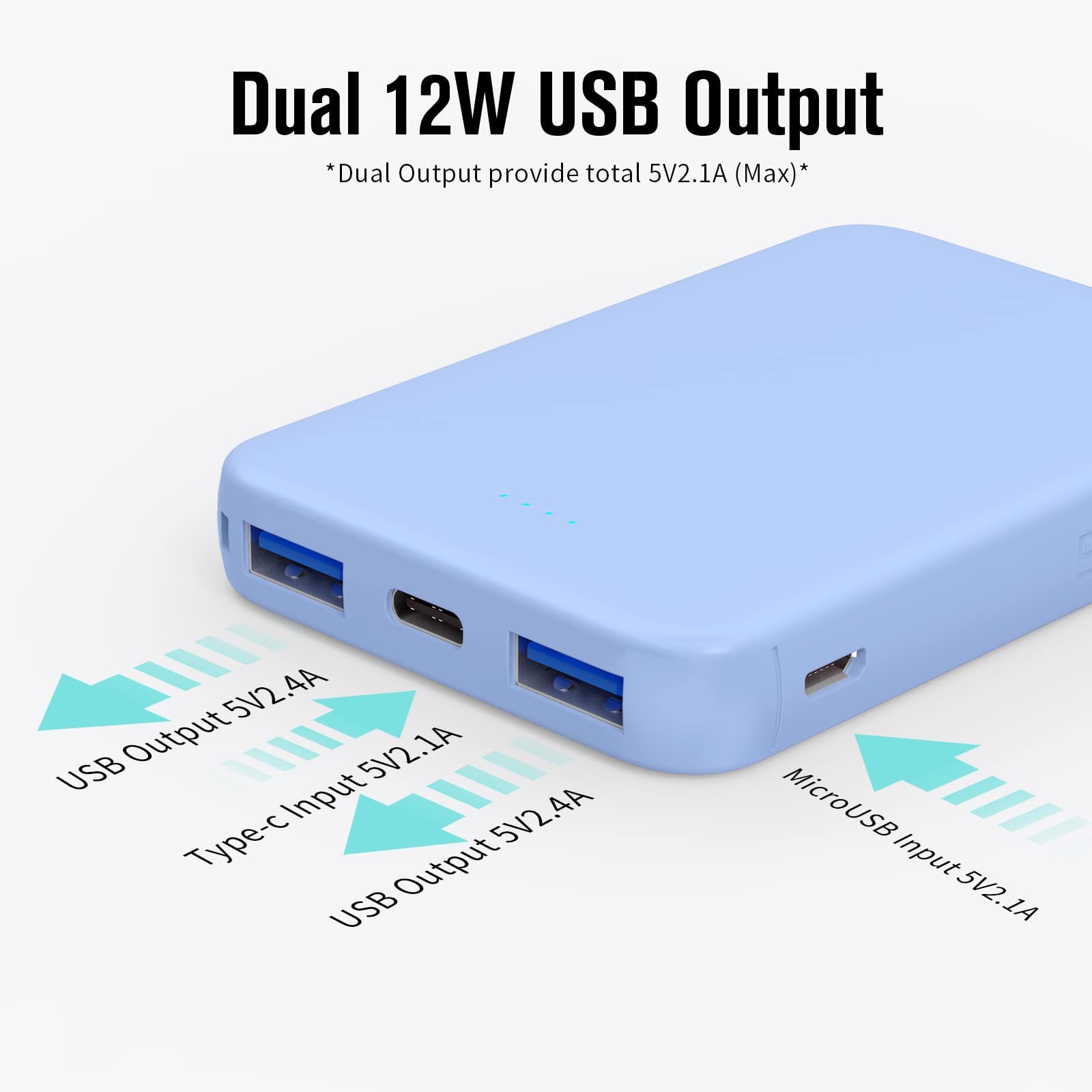 VANYUST S22 Portable Charger, Power Bank, 5000mAh External Battery Pack Compatible for iPhone 15 14 13 12 11 X Samsung S22 S21 Google iPad etc(Purple)