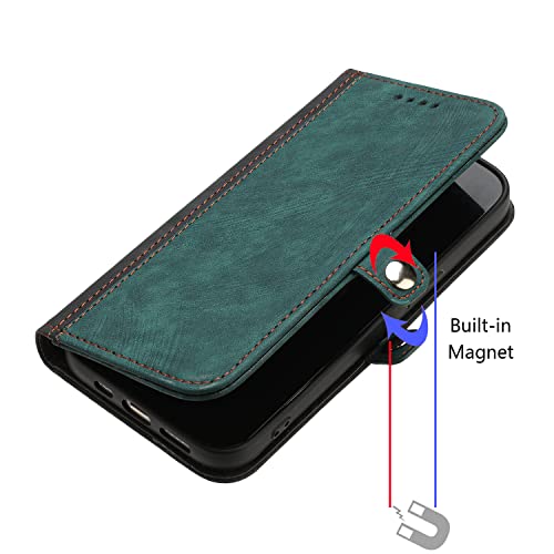 WATSKY for Oppo A57/REALME V23/A77 5G/A57E 4G/A57S 4G/A77 4G/1+Nord N20 SE 4G Contrast Flip Phone Case Dark Green