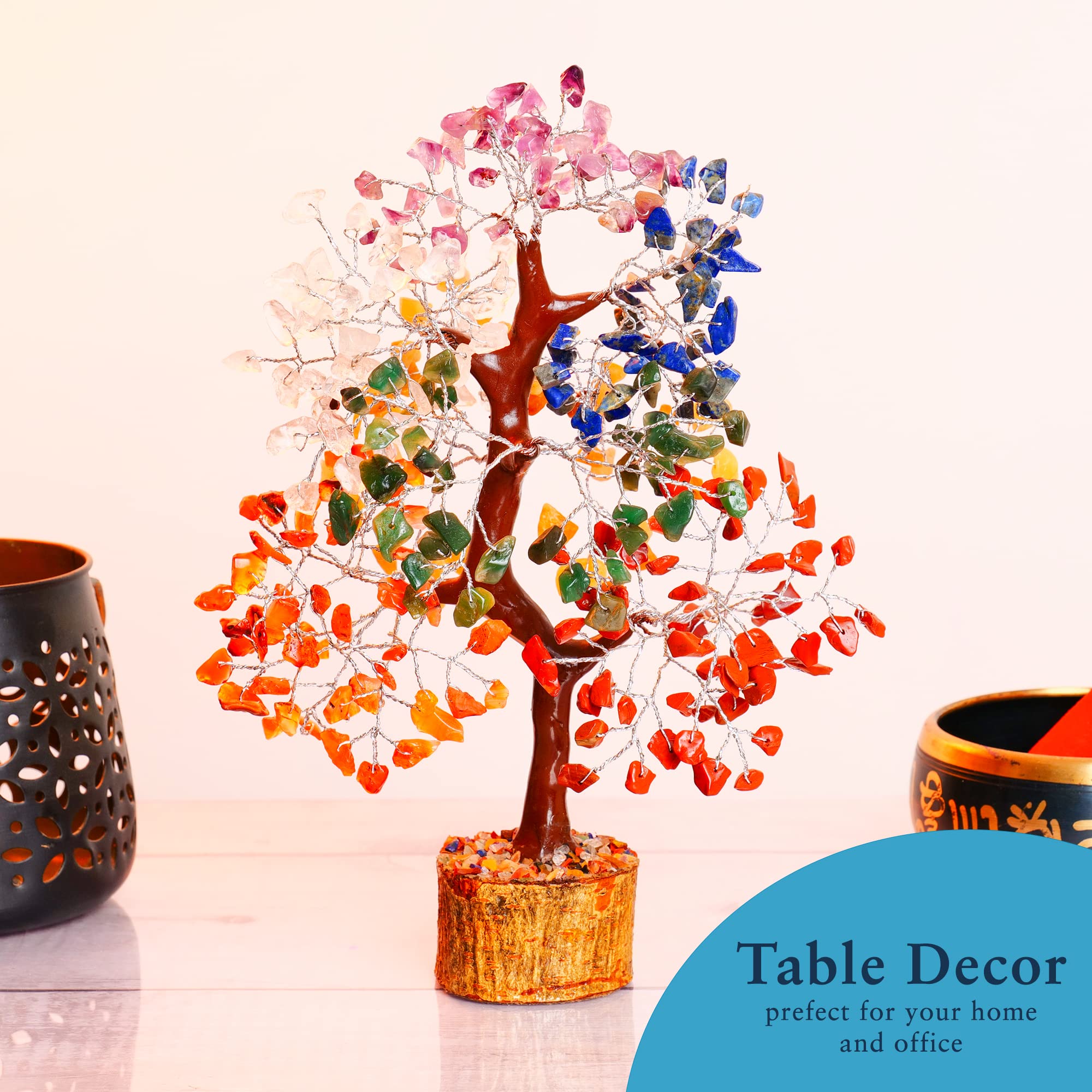 YATHABI Seven Chakra Tree - Crystal Tree for Positive Energy - Crystals and Healing Stones - Chakra Tree - Gem Tree - Crystal Bonsai Tree - Crystal Decor - Crystal Tree