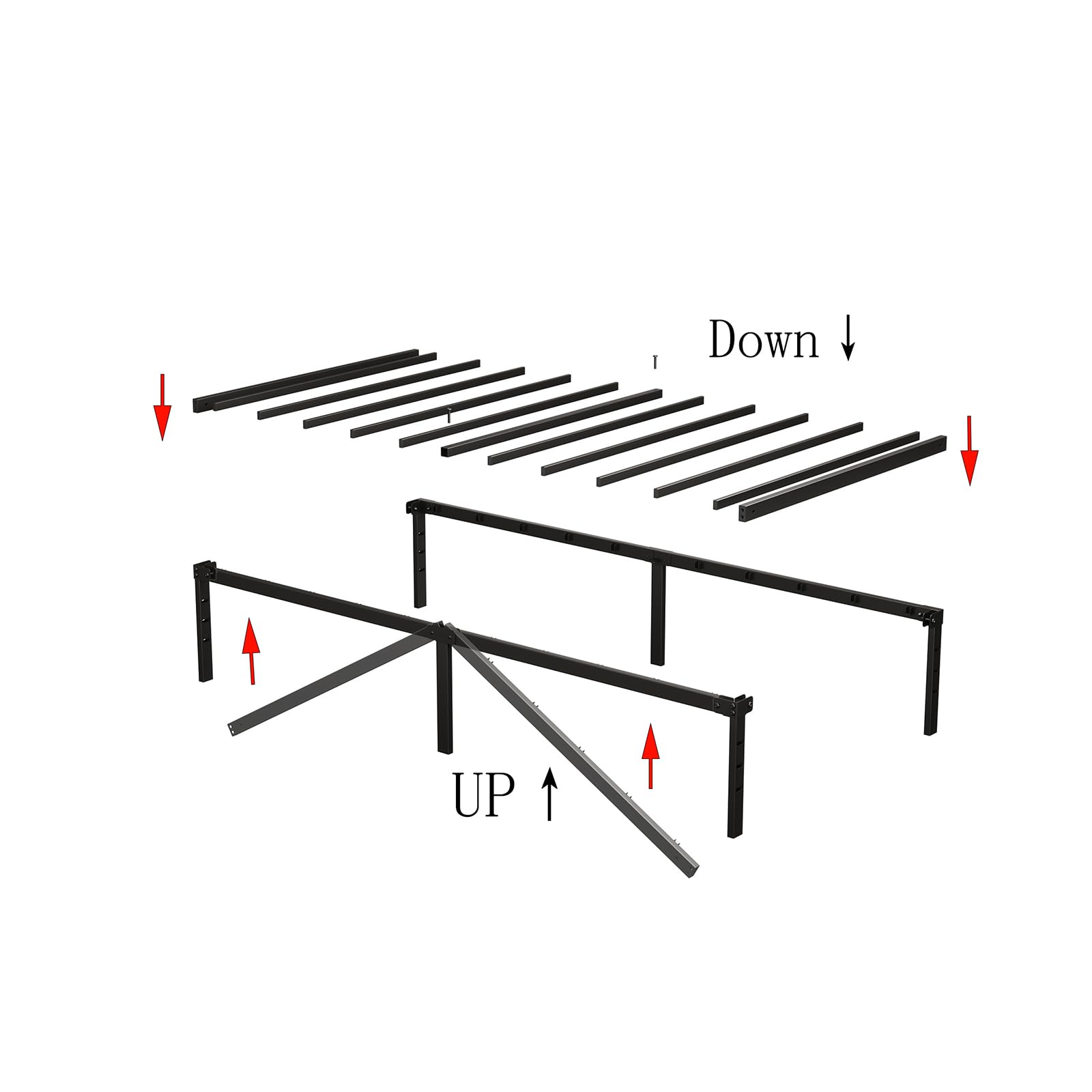Twin Size Bed Frame 18 Inch Heavy Duty Metal Frames with Steel Slats Support Ample Storage No Box Spring Needed, Easy Assembly, Noise Free, Black