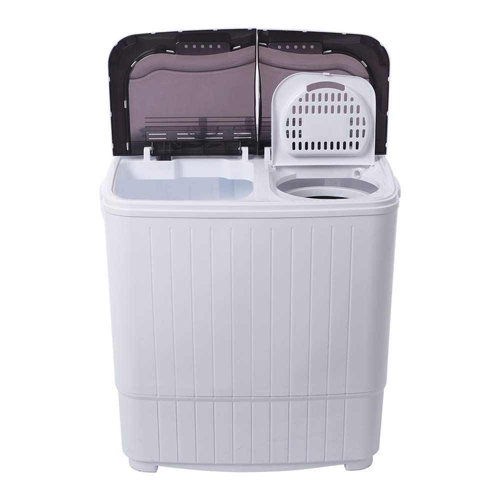 Vasitelan Compact Mini Twin Tub Washing Machine, Portable Laundry Washer w/Wash and Spin Cycle Combo, Built-in Drain, 14.3lbs Capacity for Camping, Apartments