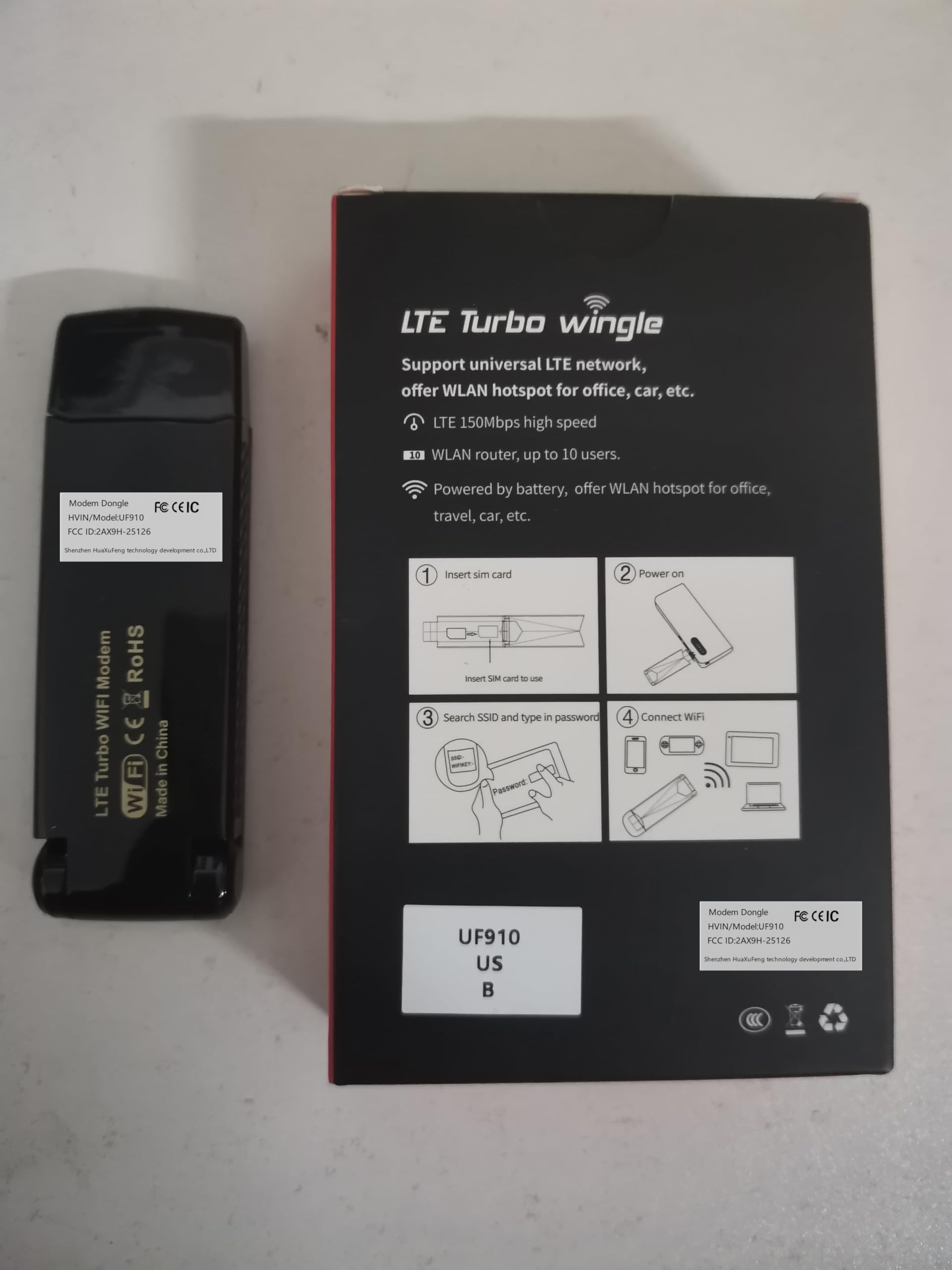 WDINLY 4G LTE USB Modem Dongle Router with WiFi Hotspot, High Speed 4G Modem Wireless Internet WiFi Hotspot Router Unlocked Portable Support 4G FDD:B2/B4/B5/B12/B17 for PC Desktop Laptop Tablet