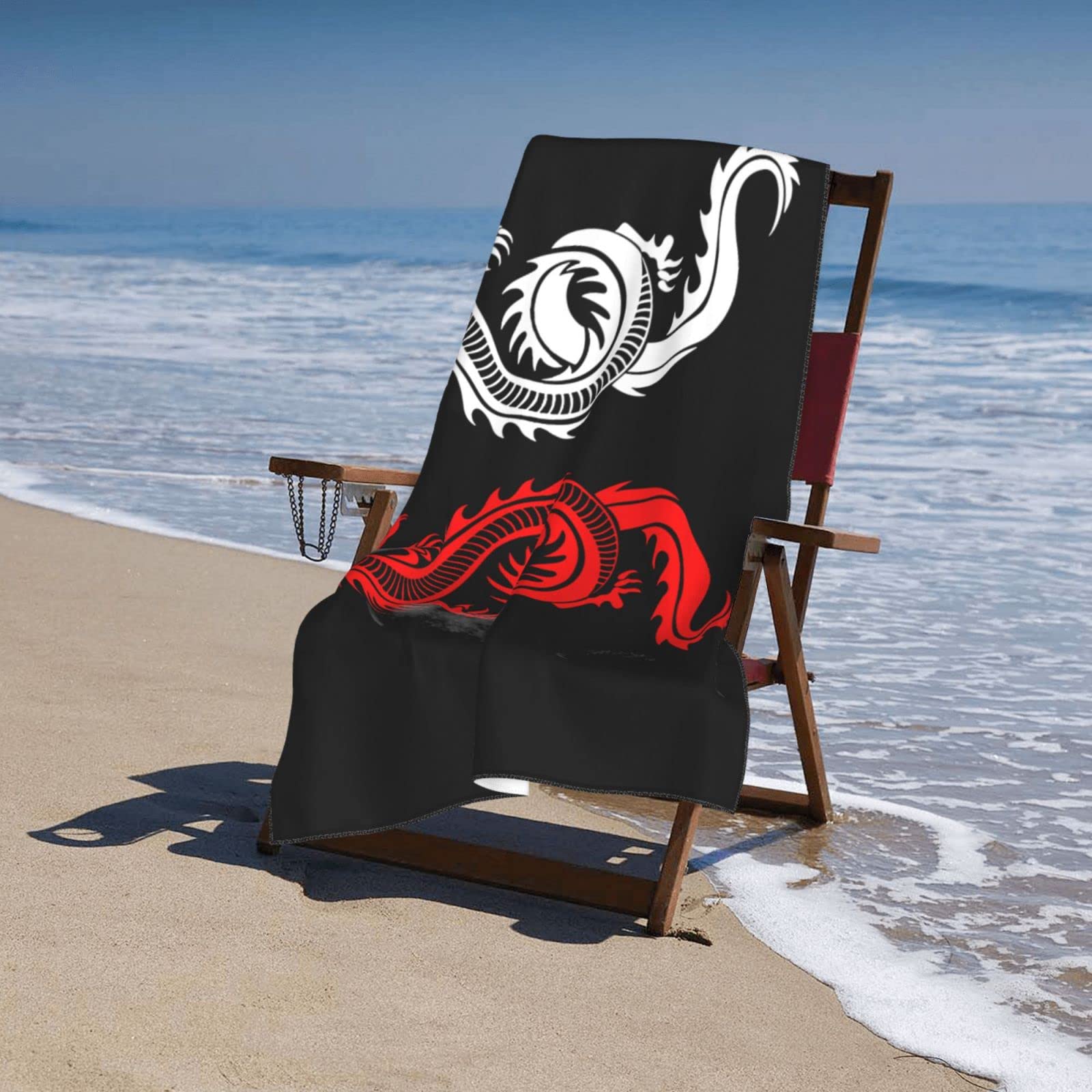Zahika Chinese Dragon Beach Towel Absorbent Bathroom Towels Beach Towels Oversized Super β32x52 Inch