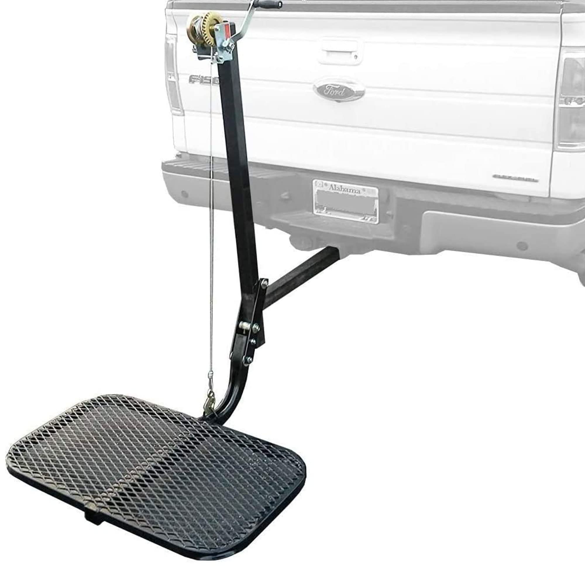 Viking Solutions Versatile Steel Hitch Truck Loading Assistant Lifting System with Large Platform for Heavy Loads and Game Animals, Black