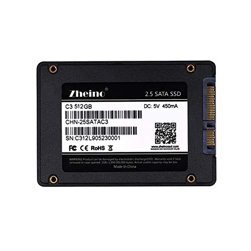 Zheino SSD 512GB C3 2.5 Inch SATA III 3D Nand Internal Solid State Drive (7mm) for Notebook Desktop PC