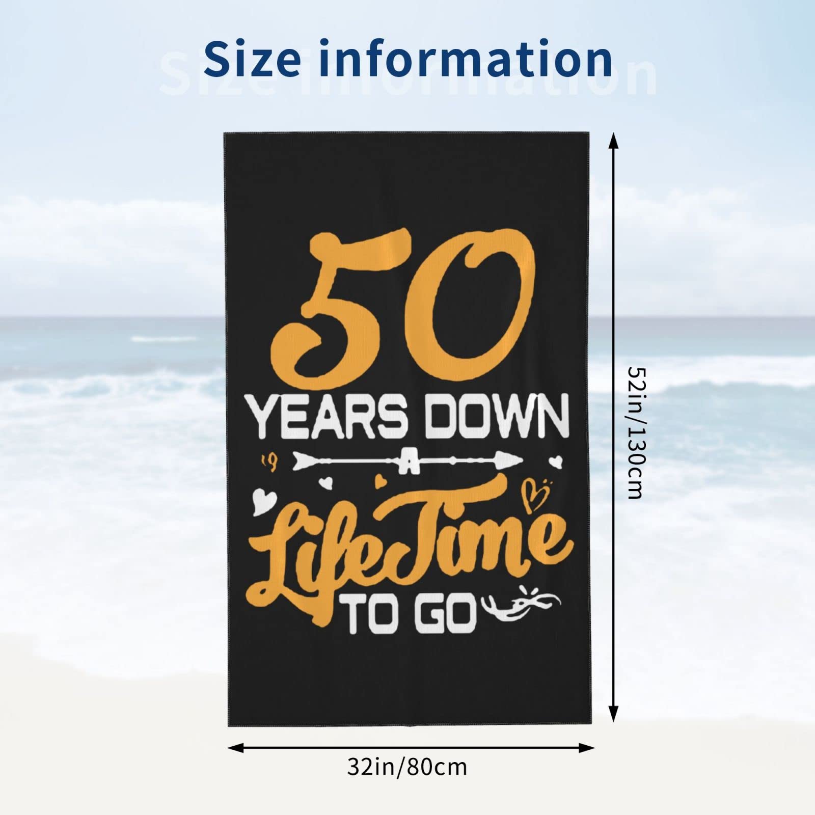 Zahika 50th Wedding Anniversary Beach Towel Absorbent Bathroom Towels Beach Towels Oversized Super β32x52 Inch