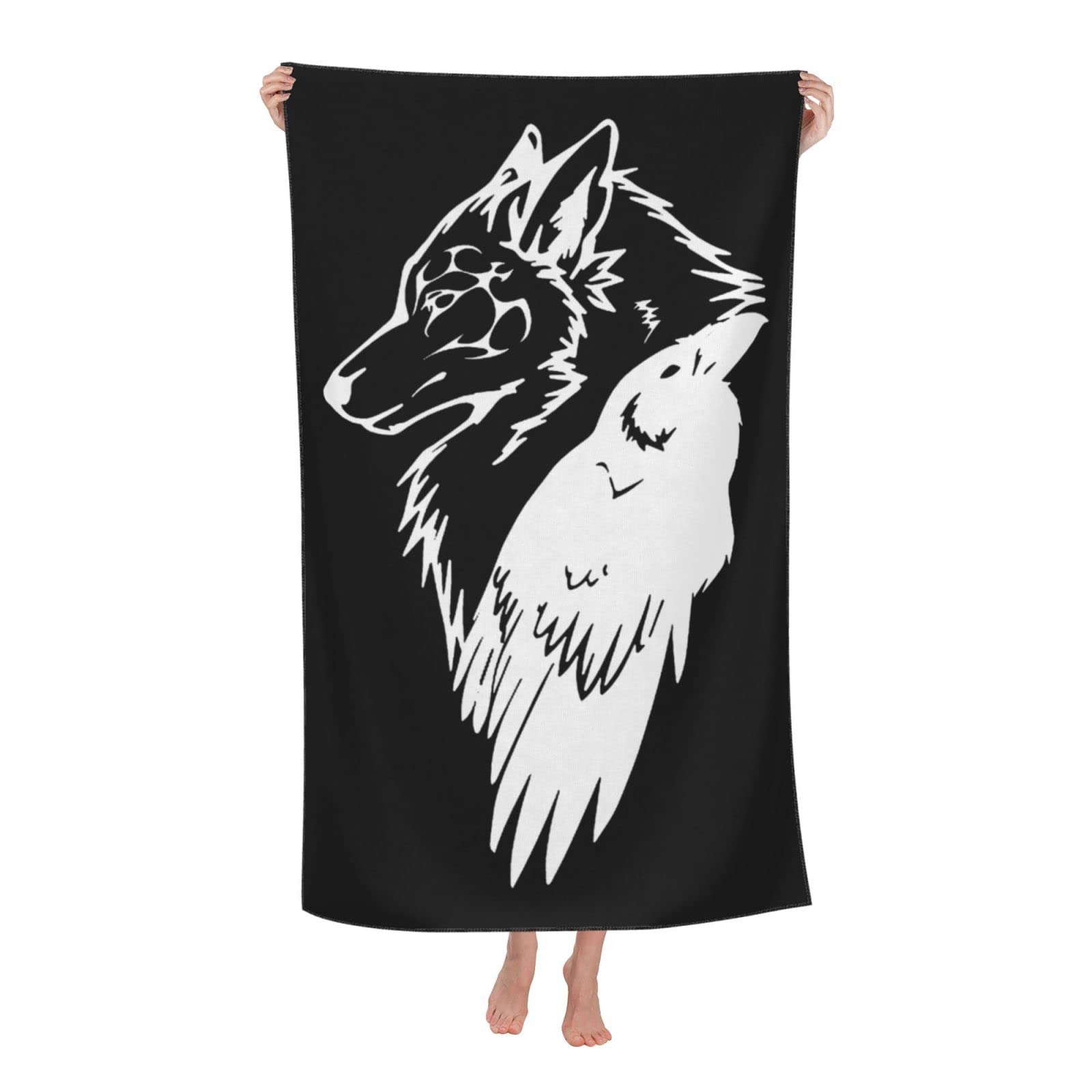 Zahika Odin Viking Norse Wolf Beach Towel Absorbent Bathroom Towels Beach Towels Oversized Super 32x52 Inch