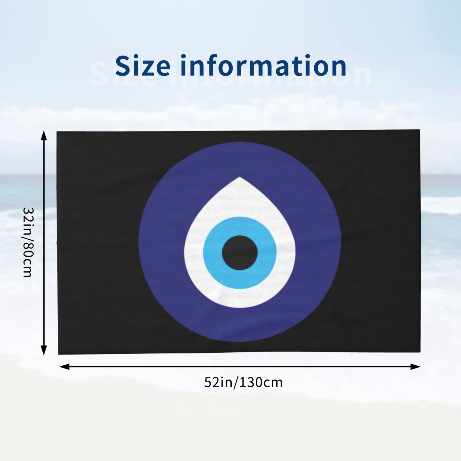 Zahika Turkish Evil Eye Beach Towel Absorbent Bathroom Towels Beach Towels Oversized Super ​32x52 Inch