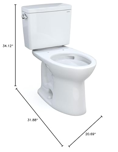 TOTO Drake Two-Piece Elongated 1.6 GPF Universal Height TORNADO FLUSH Toilet with CEFIONTECT and 10 Inch Rough-In, Cotton White - CST776CEFRG.10#01