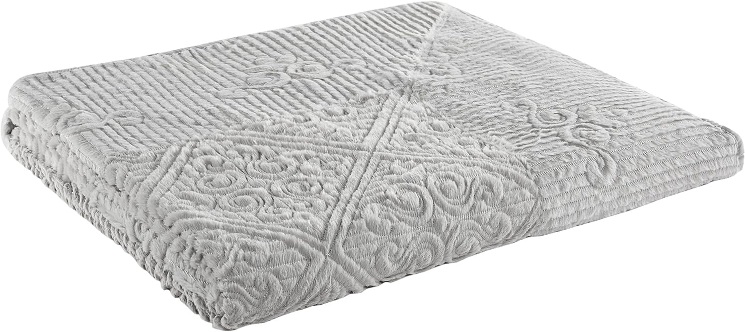 VCNY Home - Twin Size Bedding, Soft Plush Bedspread with Matching Sham, Embossed Inspired Room Decor (Westland Grey, 2-Piece)