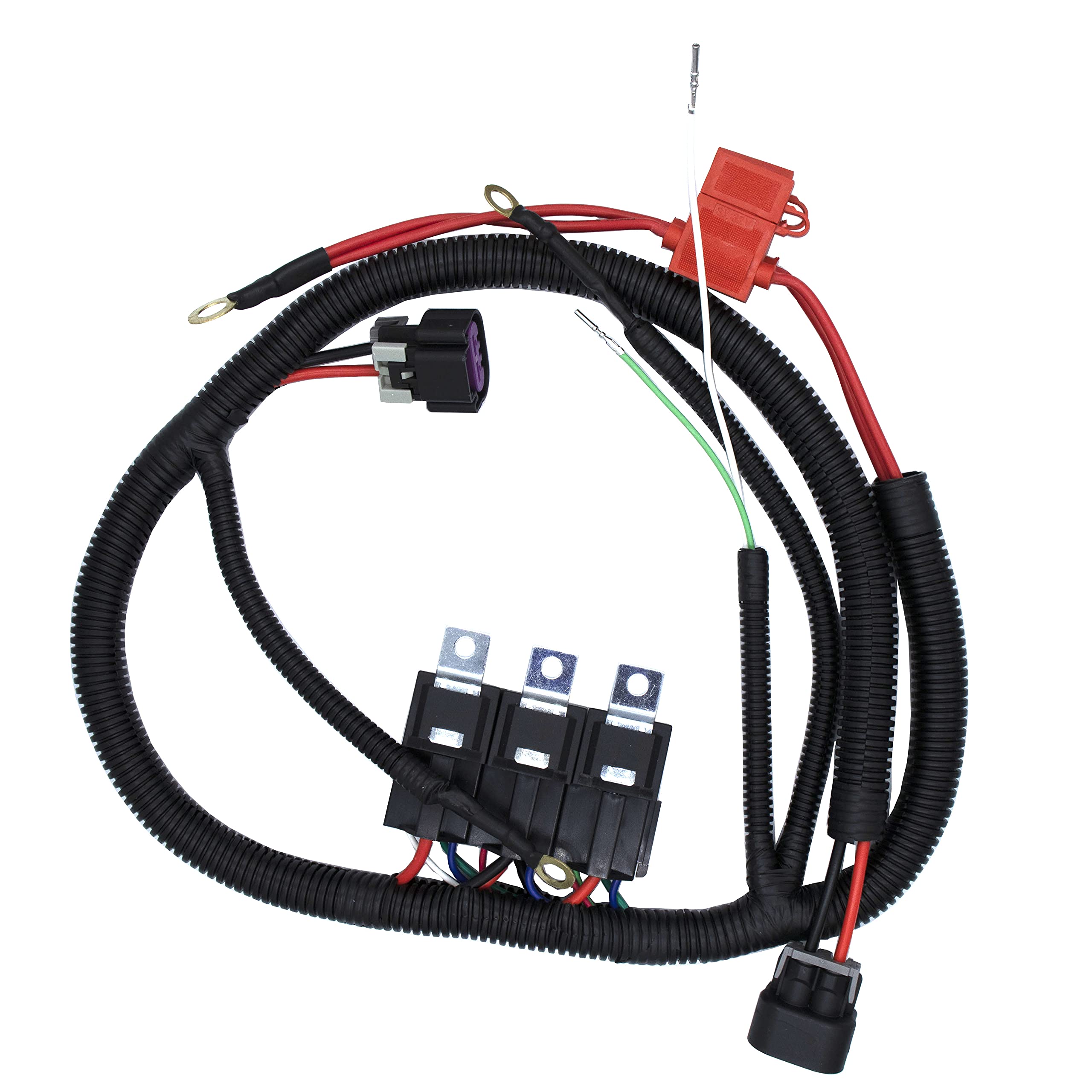 Woopeey Electric Dual Fan Upgrade Wiring Harness Fit for GM 1999β2006 ECU Control Electric Cooling Fan Wire Harness Kit Replace OE # 7L5533A226T