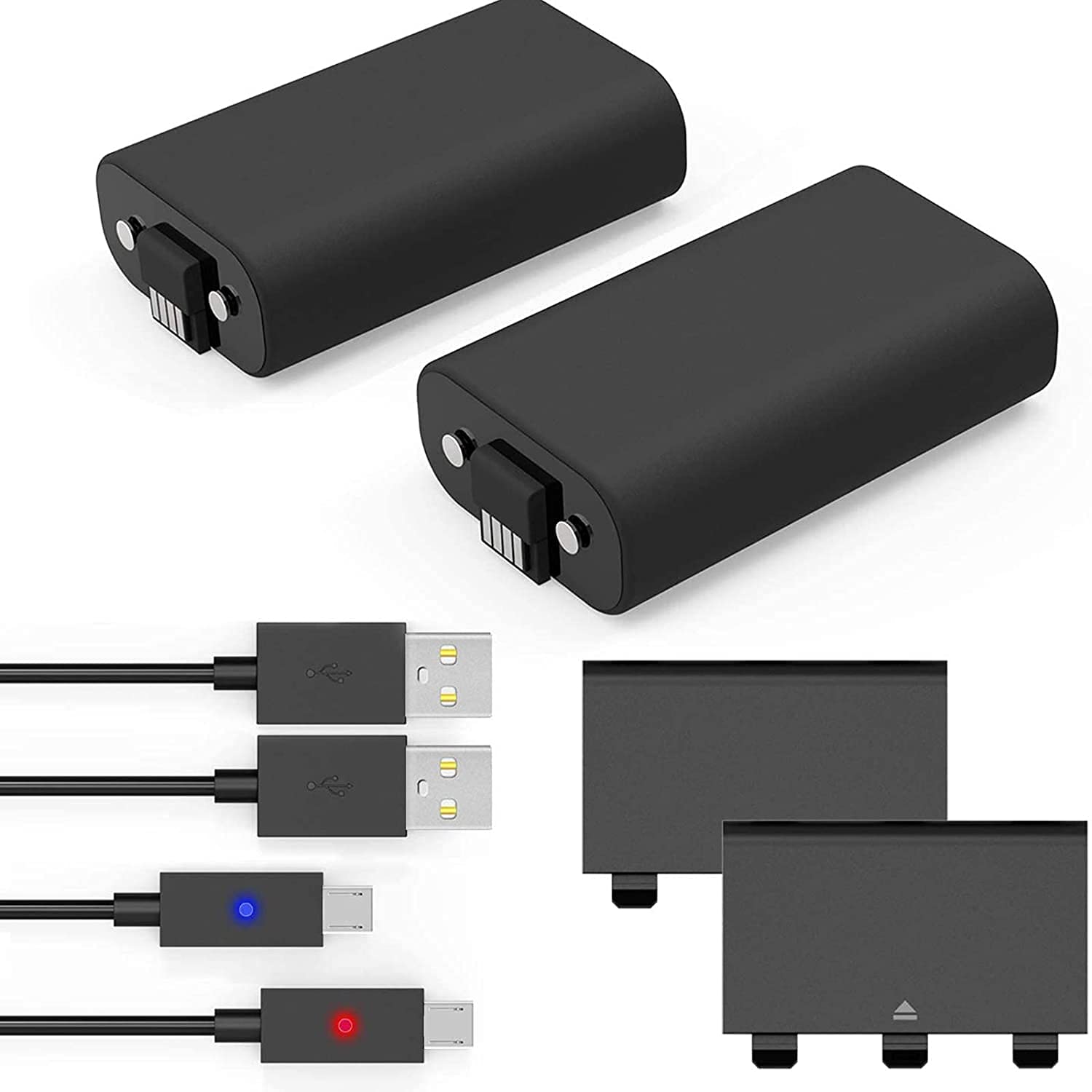 Xbox One Controller Battery Pack, 2 1200mAh Rechargeable Battery Pack for Xbox one with LED/ 5FT Micro USB Charging Cable,Charge and Play for One/One X/S (Not for Xbox Series X/S Controller)