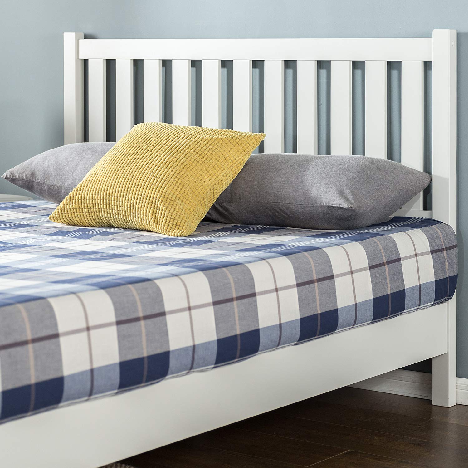 ZINUS Wen Wood Deluxe Platform Bed Frame with Headboard, Solid Wood Foundation, Wood Slat Support, No Box Spring Needed, Easy Assembly, Full